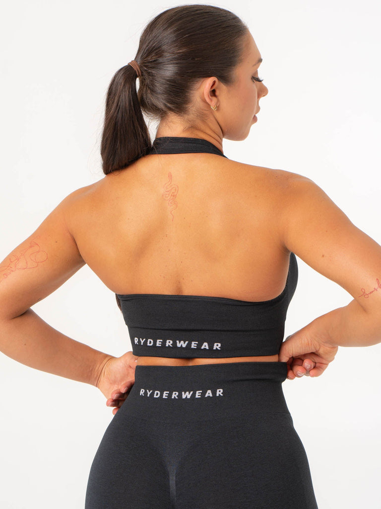 Contour Halter Bra - Black Marl - Ryderwear Wholesale (US)